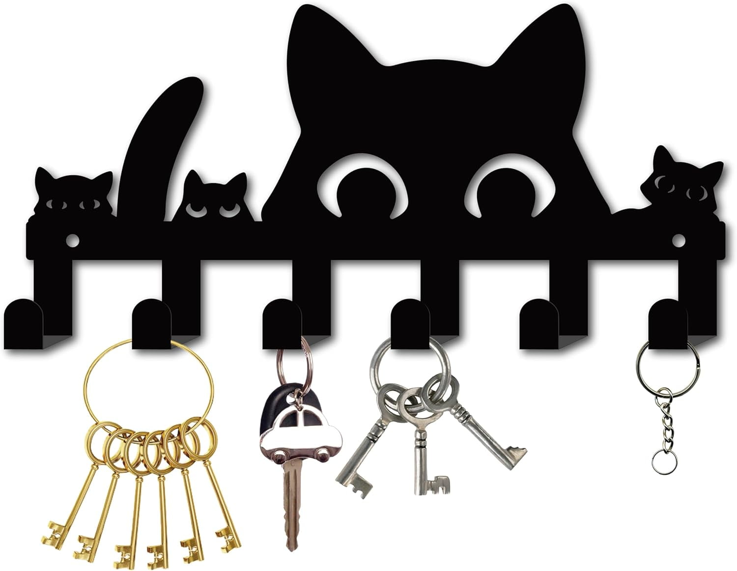 Black Cat Key Holder for Wall Mounted Key Hook Metal Key Hanger Holder ...