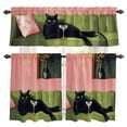 Black Cat Kitchen Curtains Set for Windows, Boho Chic Lack Animal ...