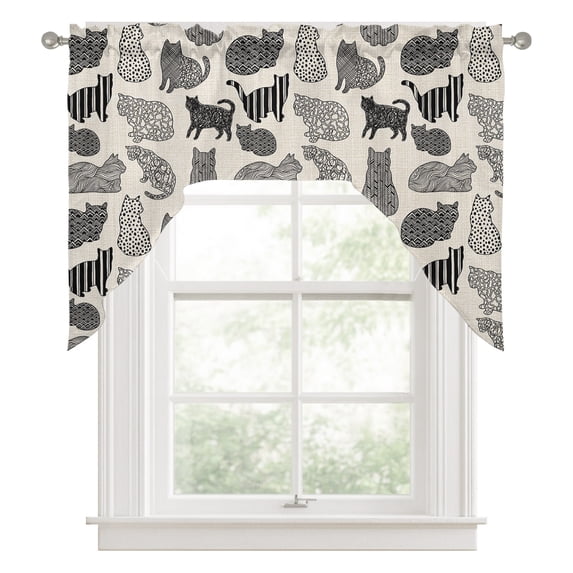 Black Cat Kitchen Curtains Swag Valance for Windows/Bathroom/Cafe ...