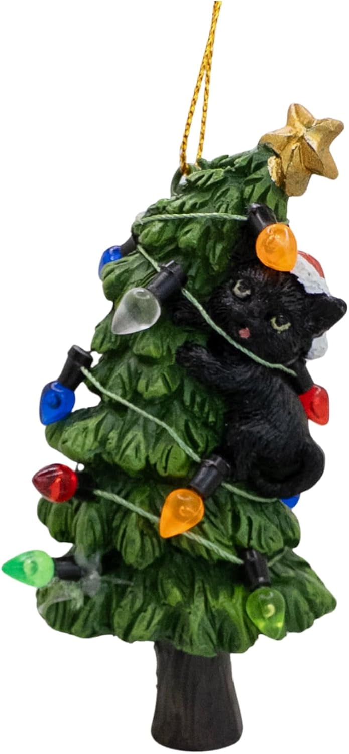 Black Cat Knocking Down Christmas Tree Funny Ornament - Walmart.com