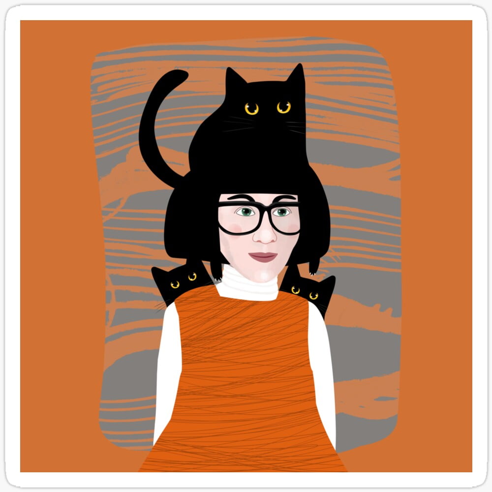 Black Cat Lady Sticker Phone Decal Water Bottle Stickers Car Decals ...