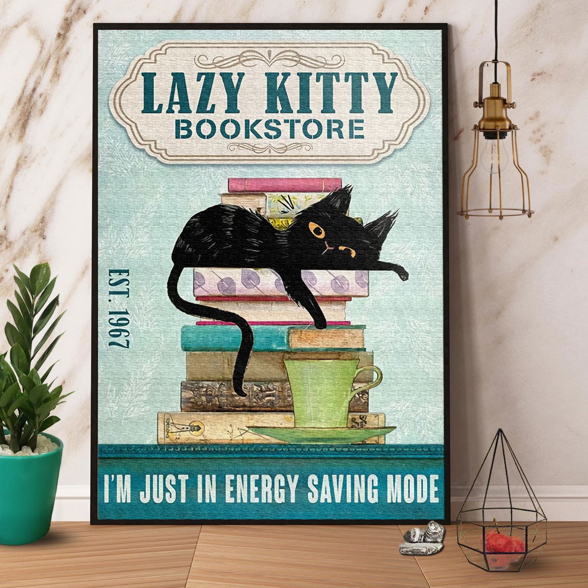 Black Cat Lazy Kitty Bookstore I'M Just In Energy Saving Mode Paper ...