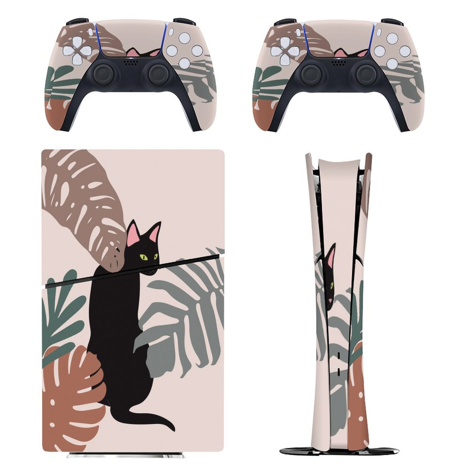 Black Cat， Leaves PS5/PS5 Slim Digital Disc Skin Sticker For Console ...