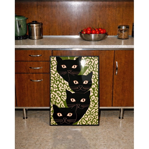 Black Cat Leopard Green Animal Wall Art Maximalist Feline Decor ...