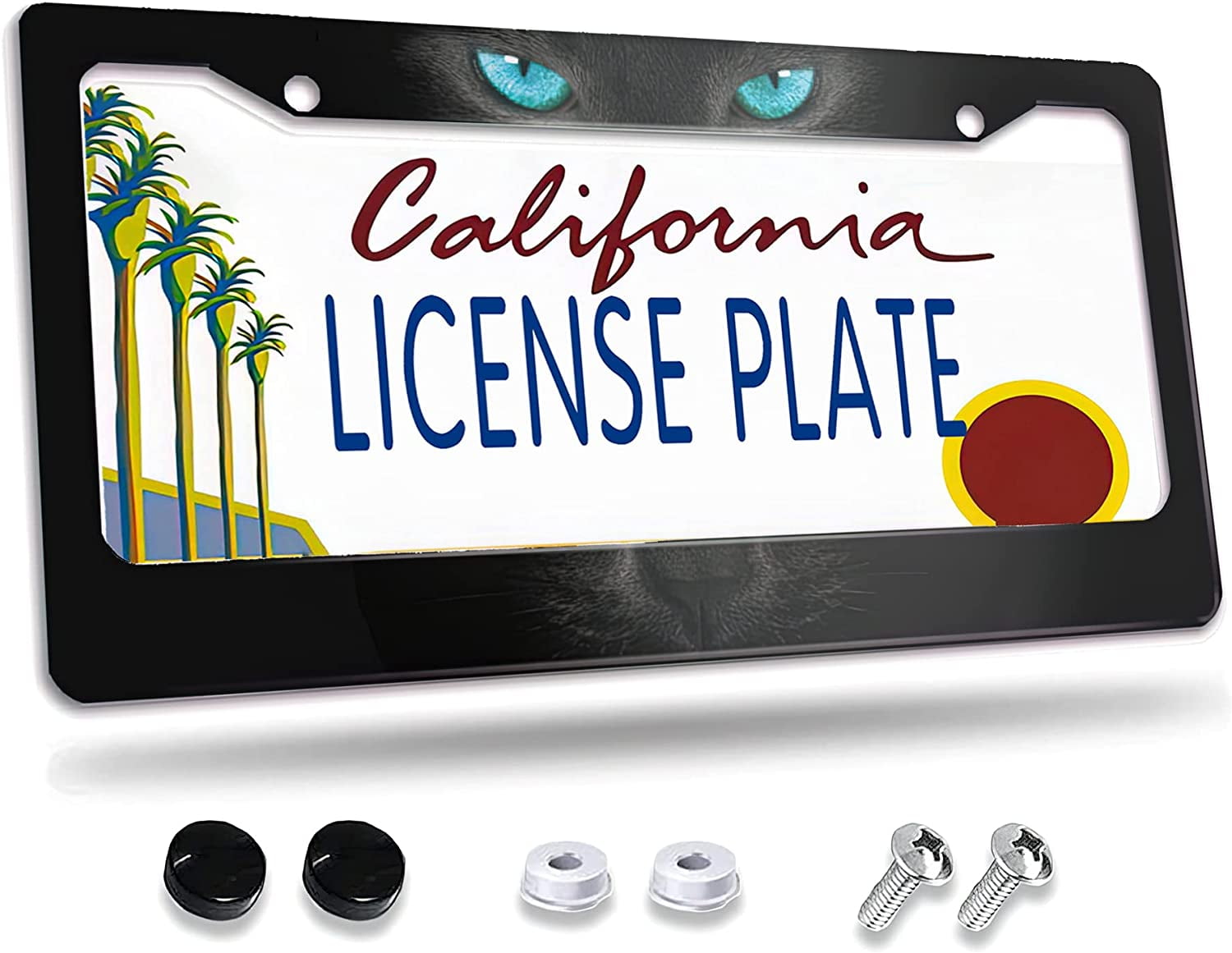 Black Cat License Plate Frame,Cat Eyes License Plate Frames Decorative ...