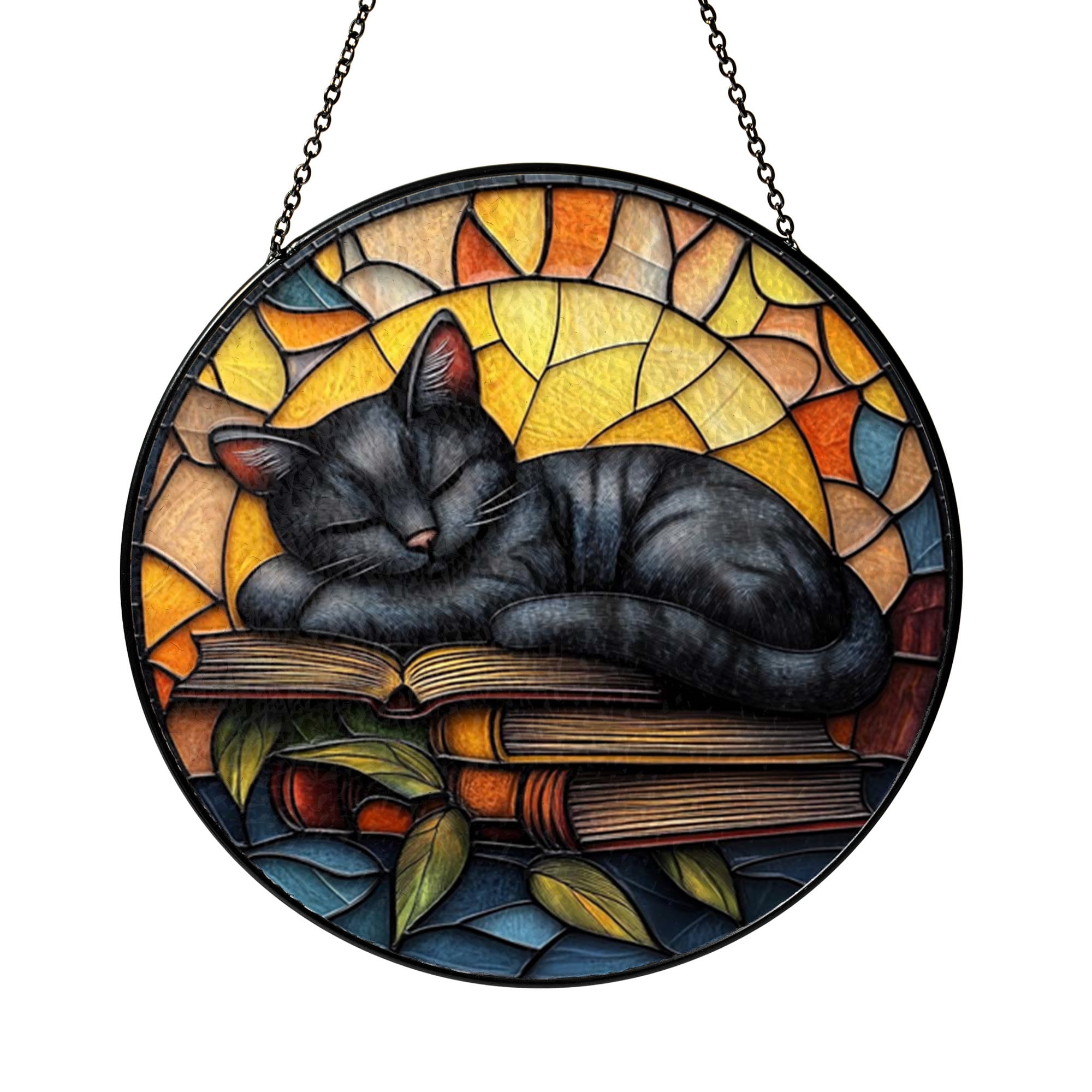 Black Cat Literary Mosaic Stained Glass Style Suncatcher Window Hanging ...