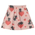 Black Cat Love Print Cotton Skirt Built-in Liner Elastic A-Line Flared ...
