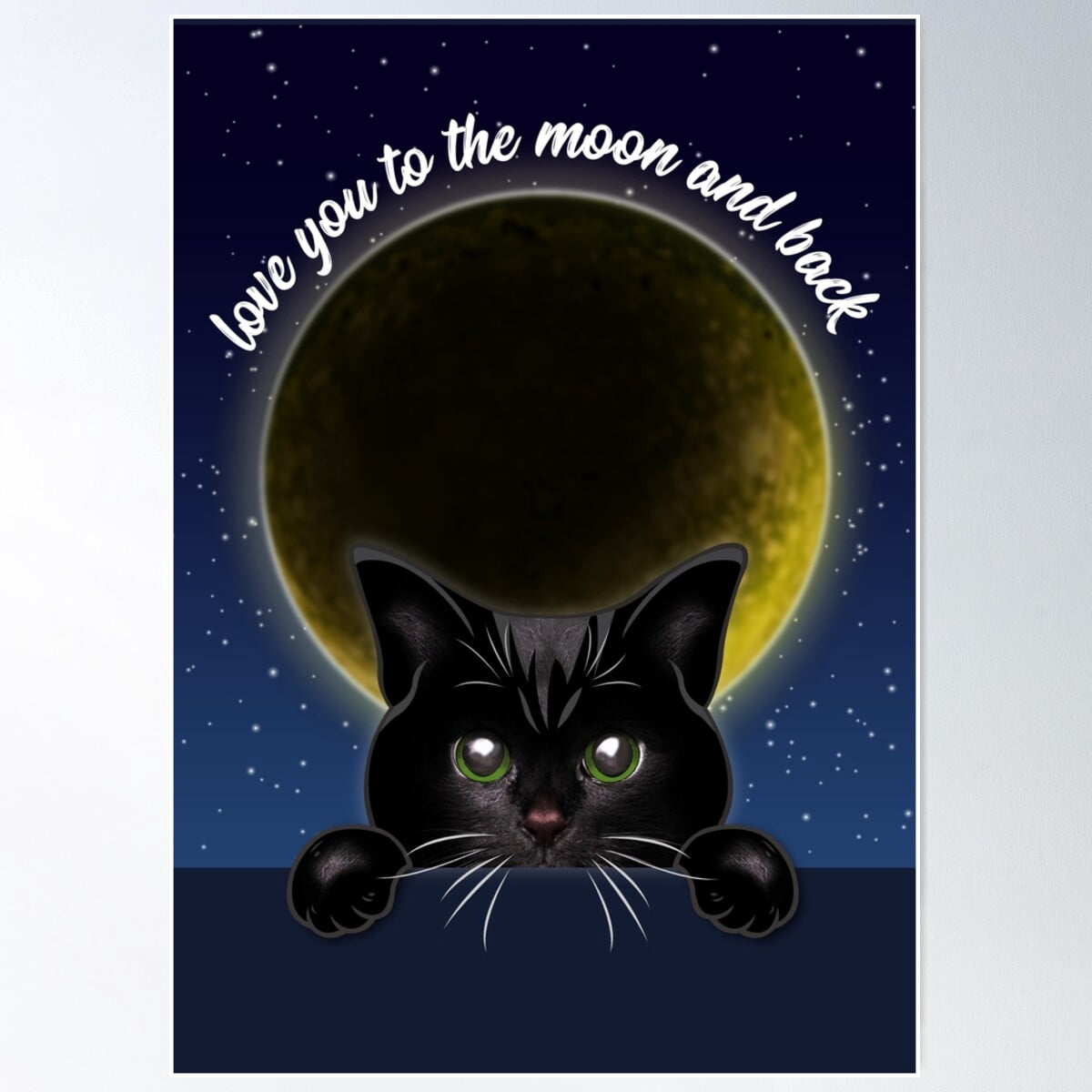 Black Cat - Love You To The Moon And Back Twilight Poster Wall Art ...