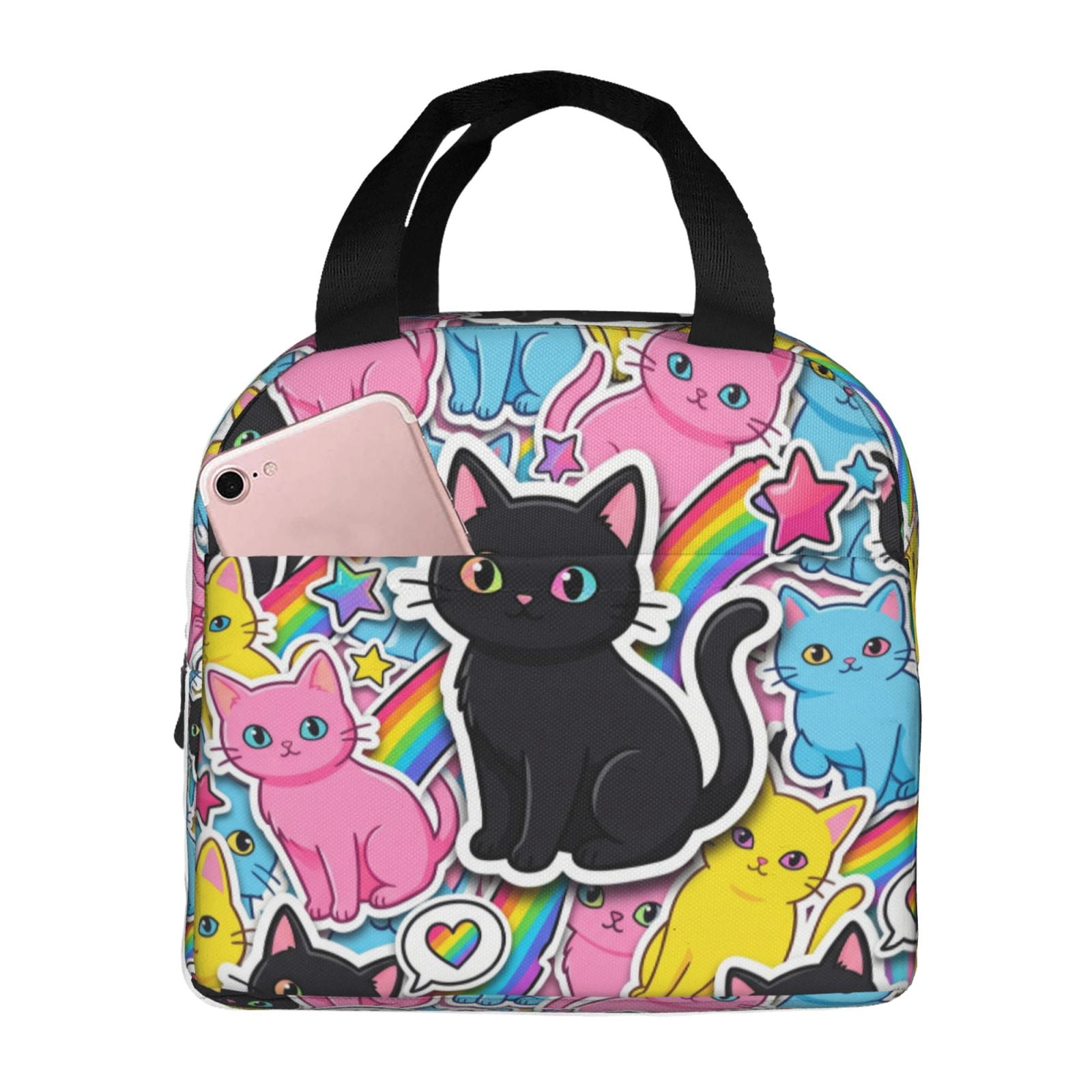 Black Cat Lunch Box Insulated Thermal Lunch Bag Oxford Cloth Reusable ...
