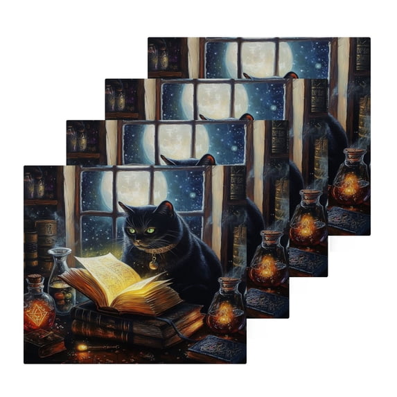 Black Cat Magic Room 100% Cotton Face Towel 12x12in Soft Absorbent ...