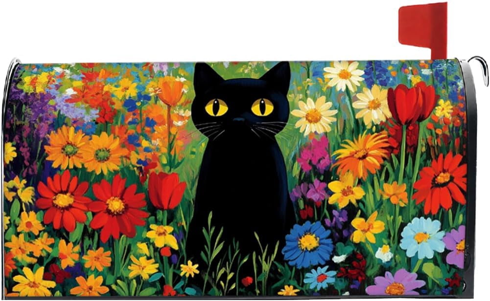 Black Cat Mailbox Cover Standard Size 18 x 21 Inch Wildflower ...