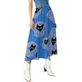 Black Cat Maze Print Women High Waist Midi Skirt Elegant Midi Skirt ...