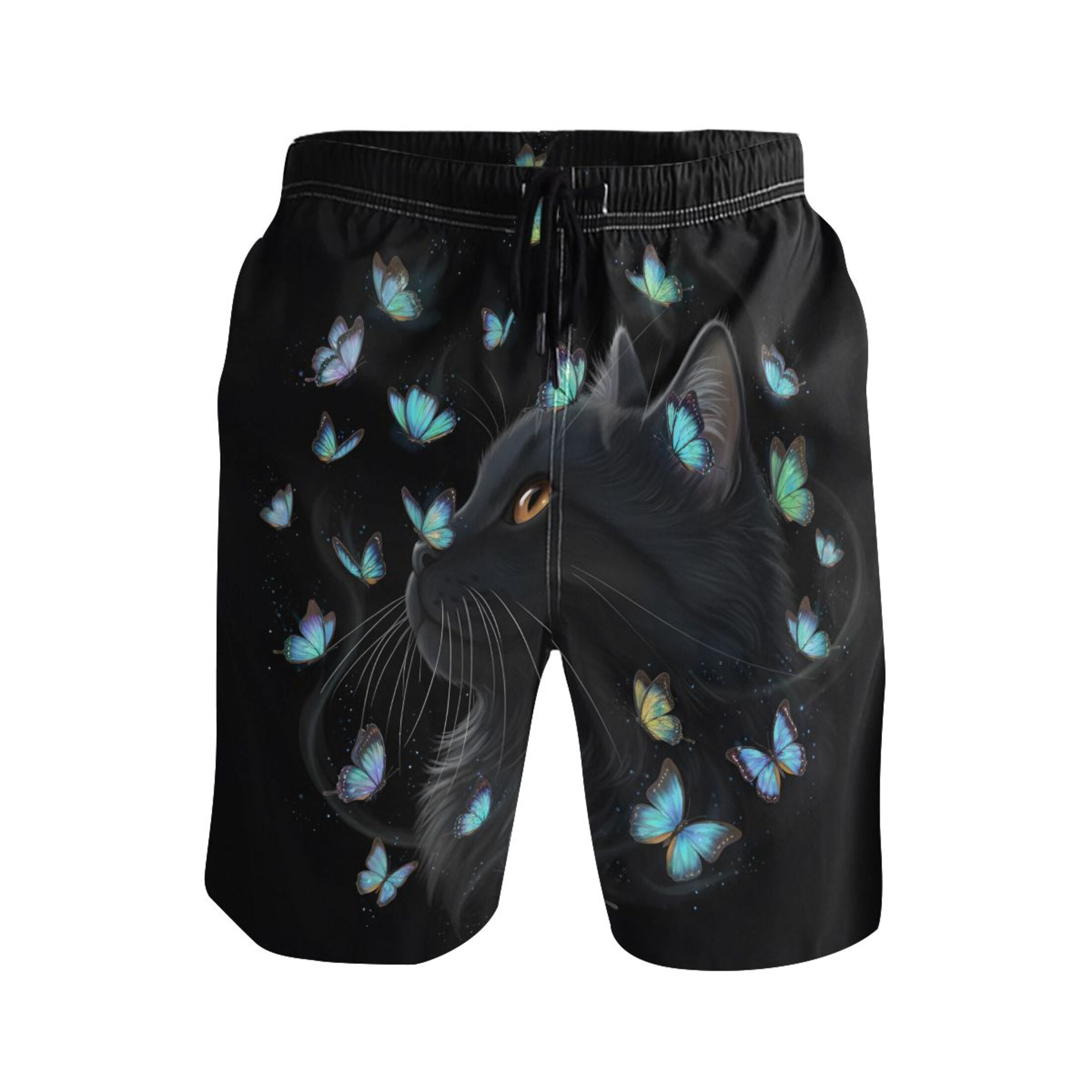 Black Cat Mens Swim Trunks Quick Dry Board Shorts Breathable Fit Beach ...