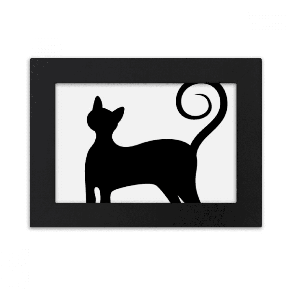 Black Cat Mewing Elegant Animal Outline Desktop Photo Frame Ornaments ...