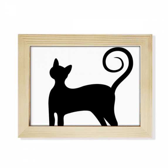 Black Cat Mewing Elegant Animal Outline Desktop Photo Frame Picture Art ...