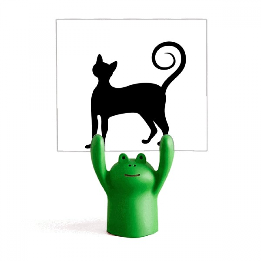 Black Cat Mewing Elegant Animal Outline Memo Holder Cartoon Animal Frog ...
