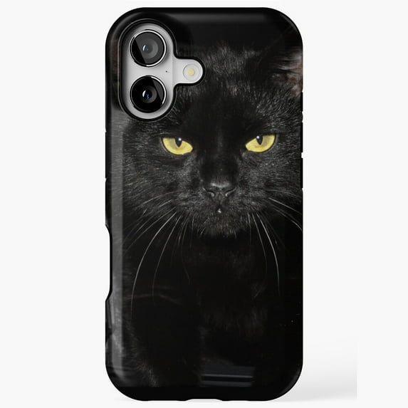 Black Cat Minimalist Feline Art Compatible Phone Case for iPhone 11–17 ...
