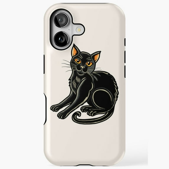 Black Cat Minimalist Pet Design Compatible Phone Case for iPhone 11–17 ...