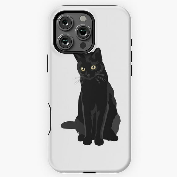 Black Cat Minimalist Phone Case Compatible with iPhone 11-17 Pro Max ...