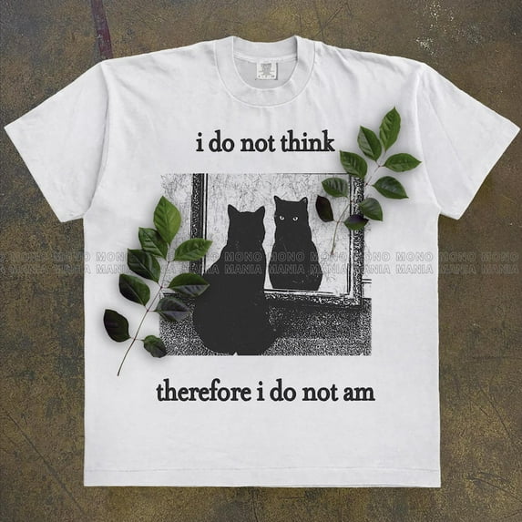 Black Cat Mirror Graphic T-Shirt with Minimalist Quote Design, Vintage ...