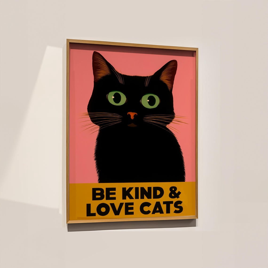 Black Cat Modern Minimalist Pink Wall Art, Unframed Paper Poster 8x10in ...