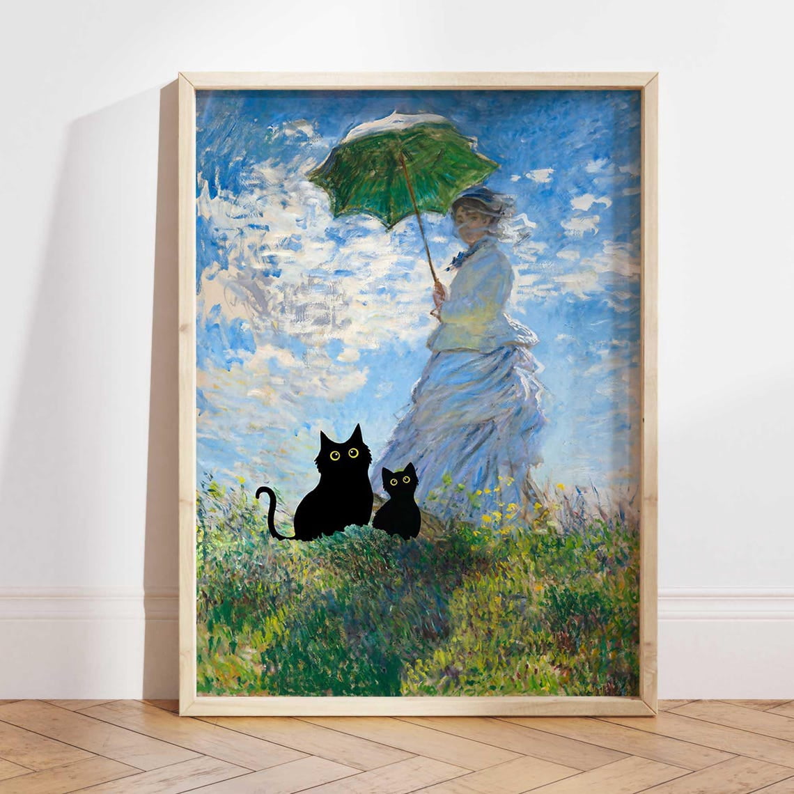 Black Cat Monet Two Black Cats Famous Garden Wall Picture, Unframed ...