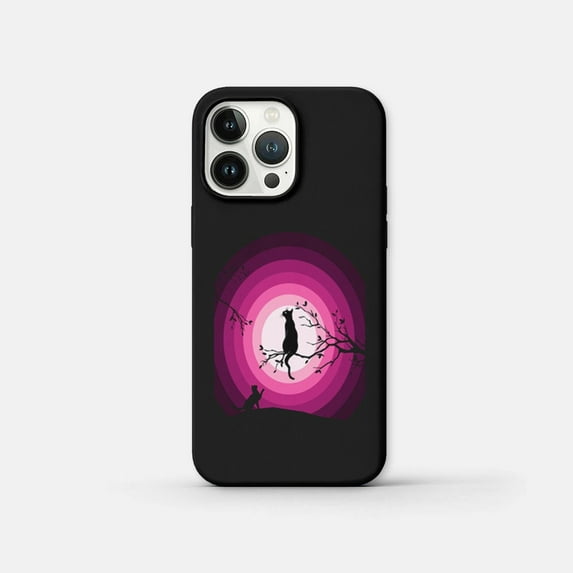 Black Cat Moon Phone Case Minimal Night Art for iPhone 17 11 12 13 14 ...