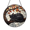 Black Cat Moon Stained Glass Suncatcher Window Art, Circular Celestial ...