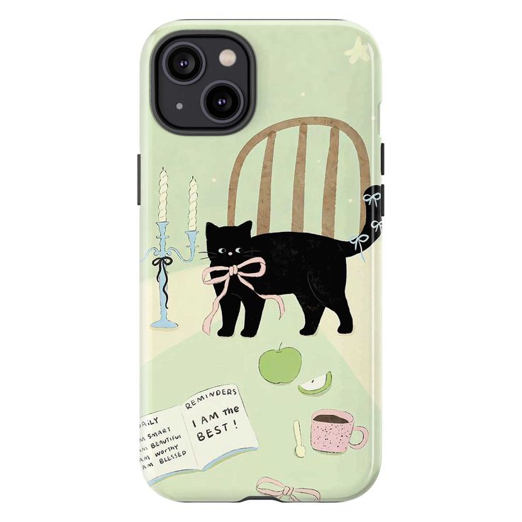 Black Cat & Motivational Quote Phone Case, I Am The Best Reminder Art ...