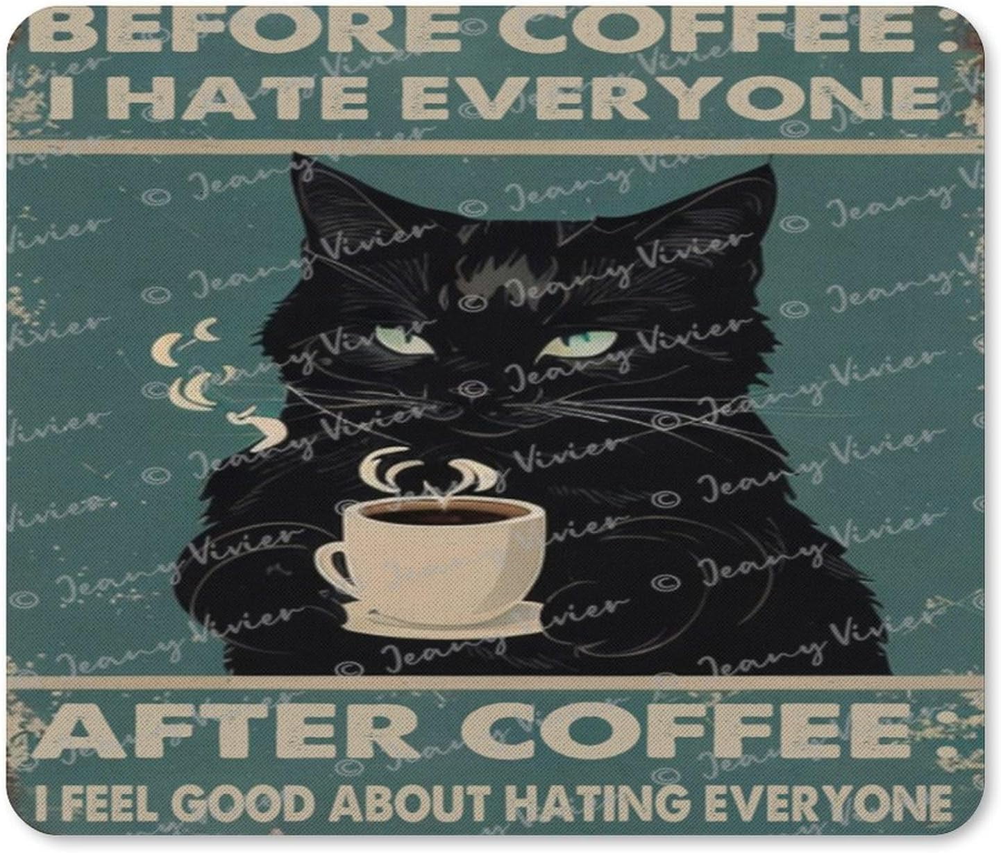 Black Cat Mouse Pad, Coffee Mouse Pad With Non-Slip Rubber Base for ...