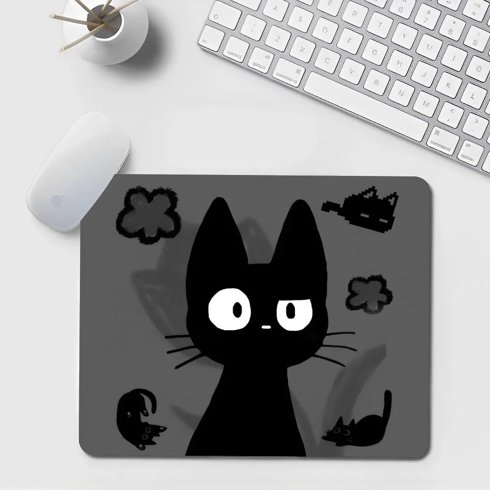 Black Cat Mousepad Small Office Computer Desk Mat Table Keyboard Big ...