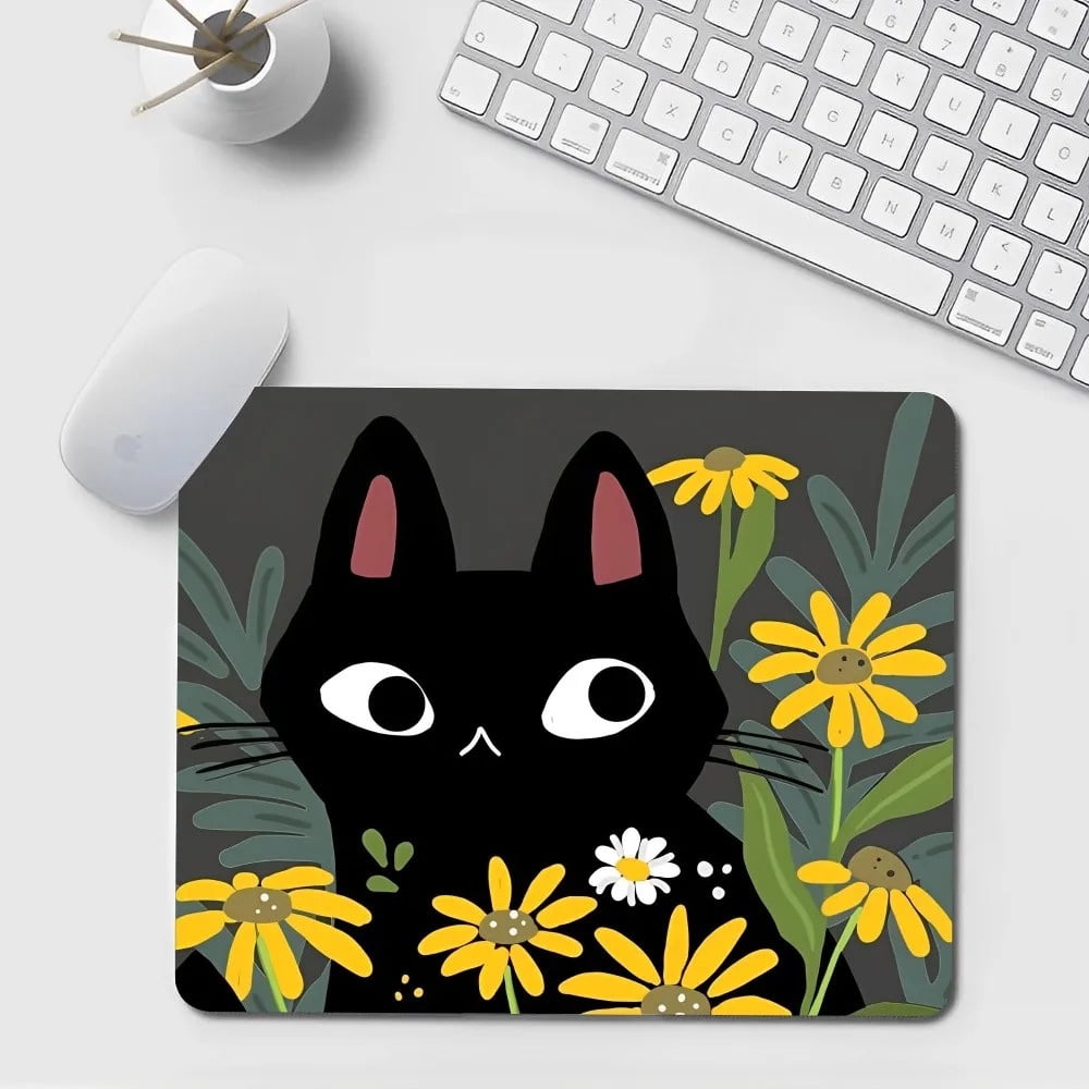 Black Cat Mousepad Small Office Computer Desk Mat Table Keyboard Big ...