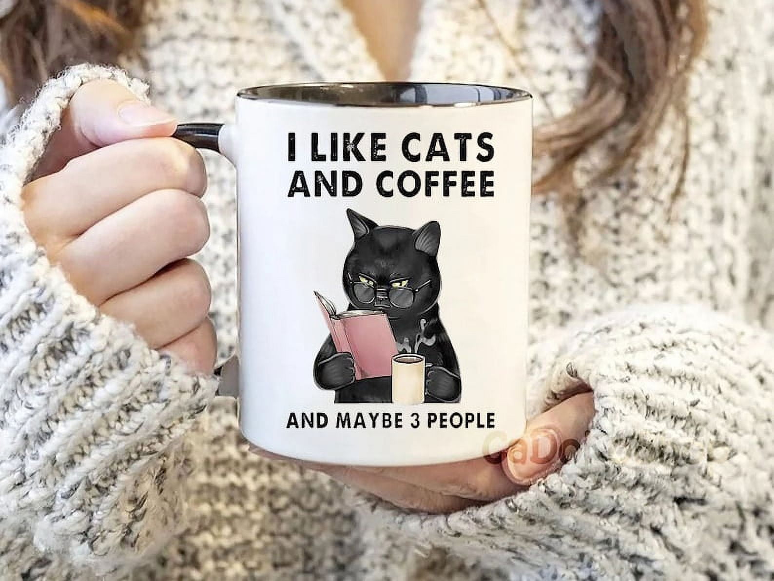 Black Cat Mug, I Like Cats And Coffee Mug, Book Reader Gift, Cat Lover ...