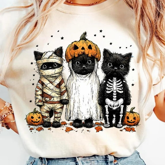 Black Cat ,Mummy Ghost Skeleton Cats,Shirt Design,Trendy Clipart ...