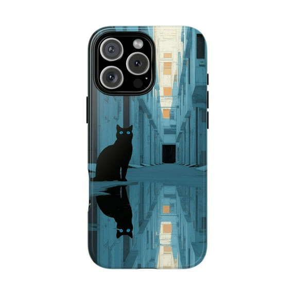 Black Cat Neon Alley Urban Glow City Night Art Phone Case with iPhone ...