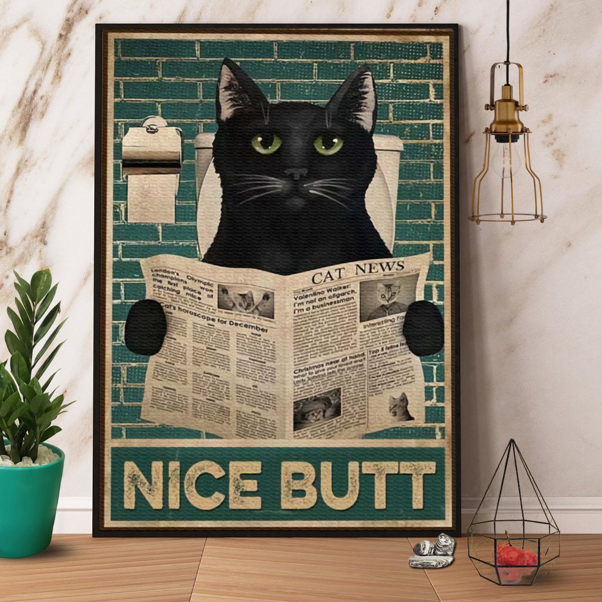 Black Cat Nice Butt Love Cat Funny Bathroom Vintage Vertical Paper ...