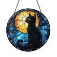 Black Cat Night Moon Stained Glass Style Suncatcher Window Hanging ...