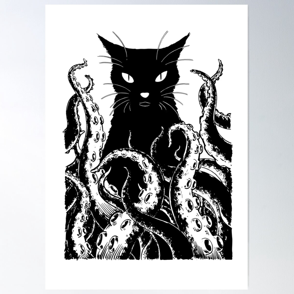 Black Cat & Octopus Poster Wall Art, Modern Wall Decor For Living Room ...