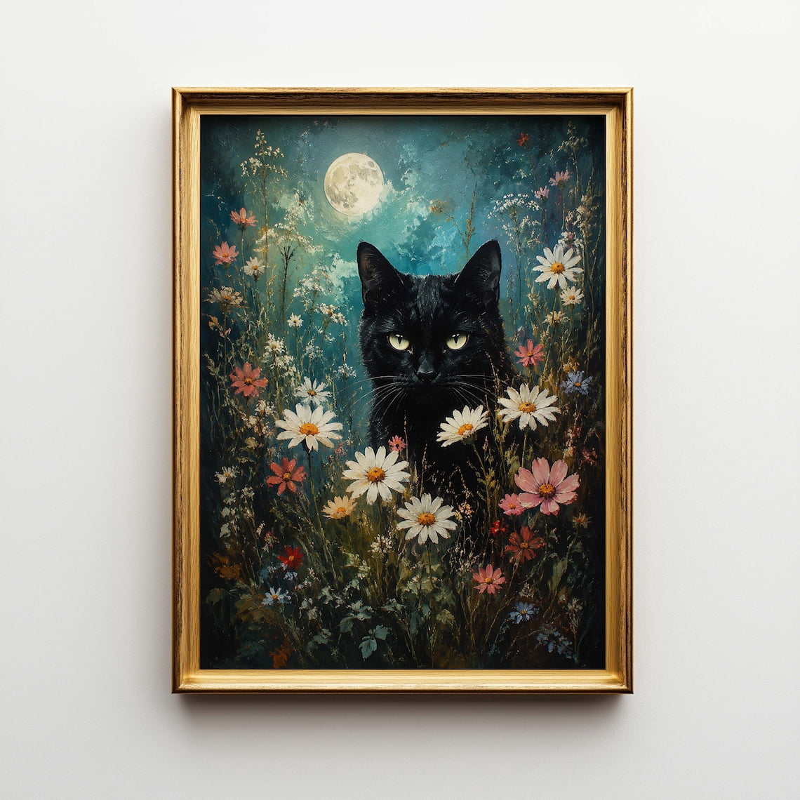 Black Cat Oil & Moody Floral Wall Art Cottagecore Bedroom Decor ...