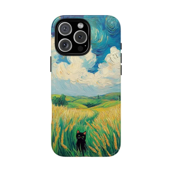 Black Cat Oil Painting Pastel Art Phone Case for iPhone 17 to 11 Pro ...