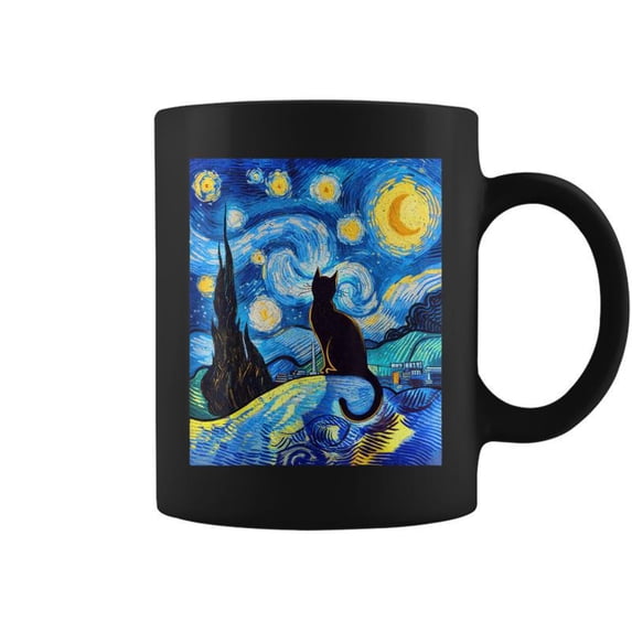 Black Cat On A Starry Night Cat Lover Van Gogh Coffee Mugs - Walmart.com
