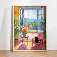 Black Cat Open Window Flowers Botanical Wall Decor Unframed Paper Print ...