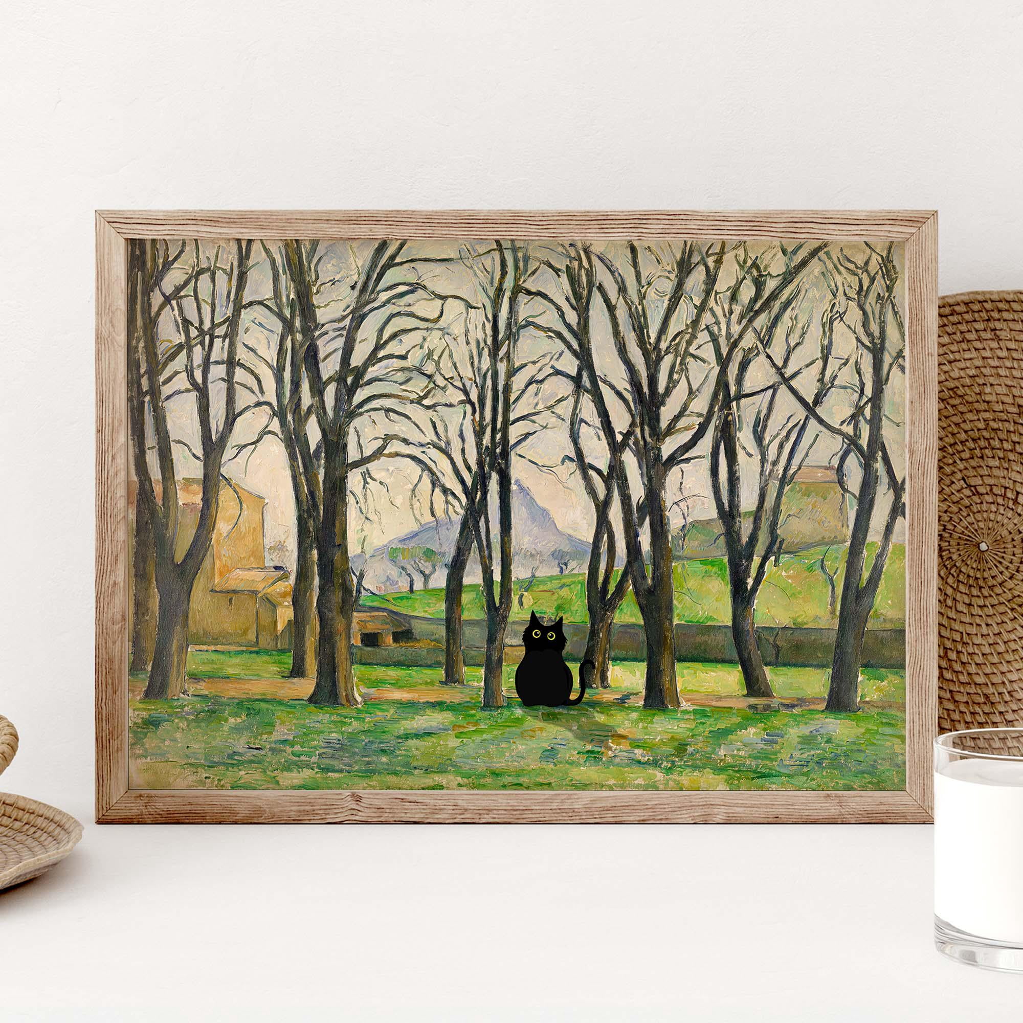 Black Cat Orchard Art Print Cezanne Chestnut Trees Postimpressionist ...