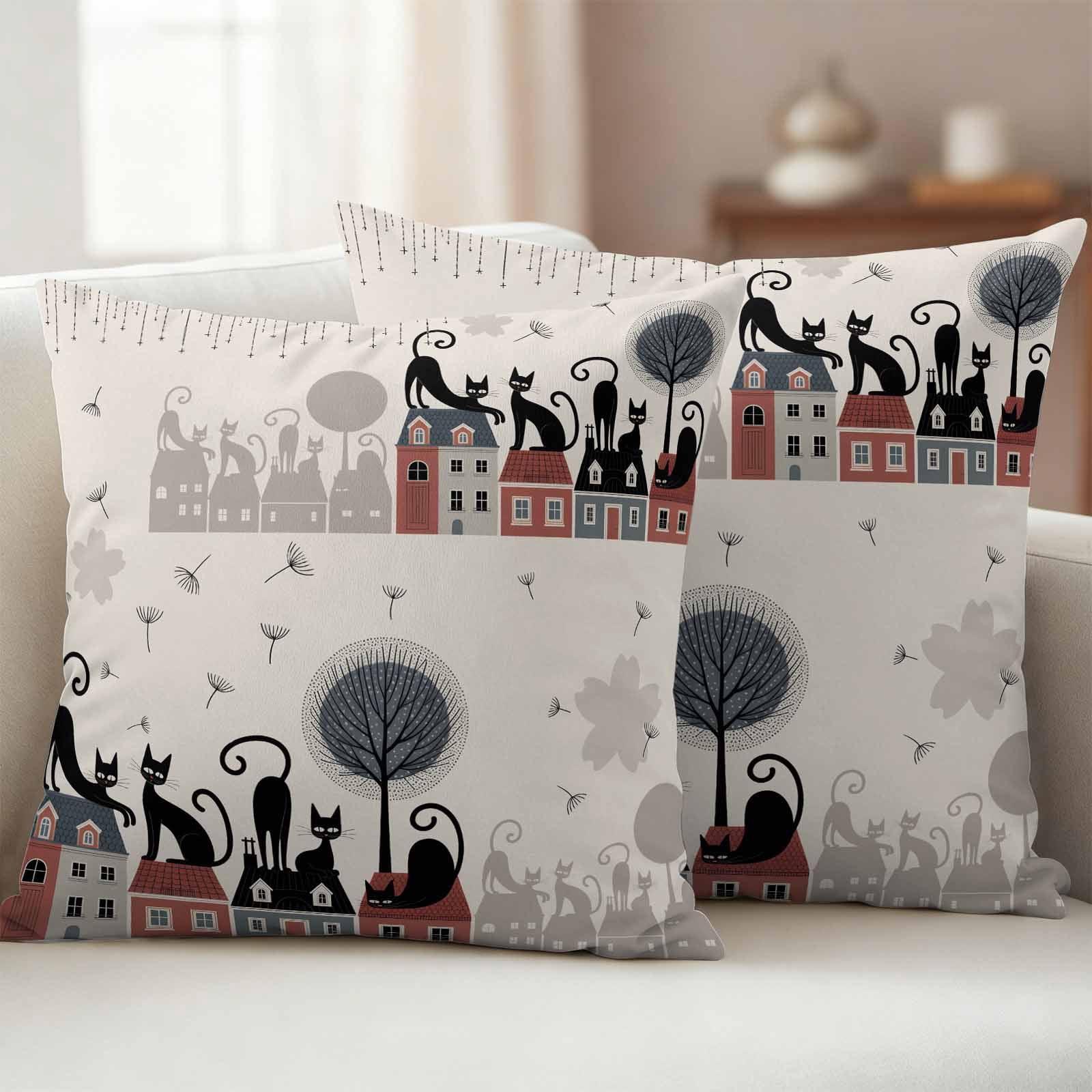 Black Cat Outdoor Waterproof Throw Pillow Covers 18x18 Set of 2 ...