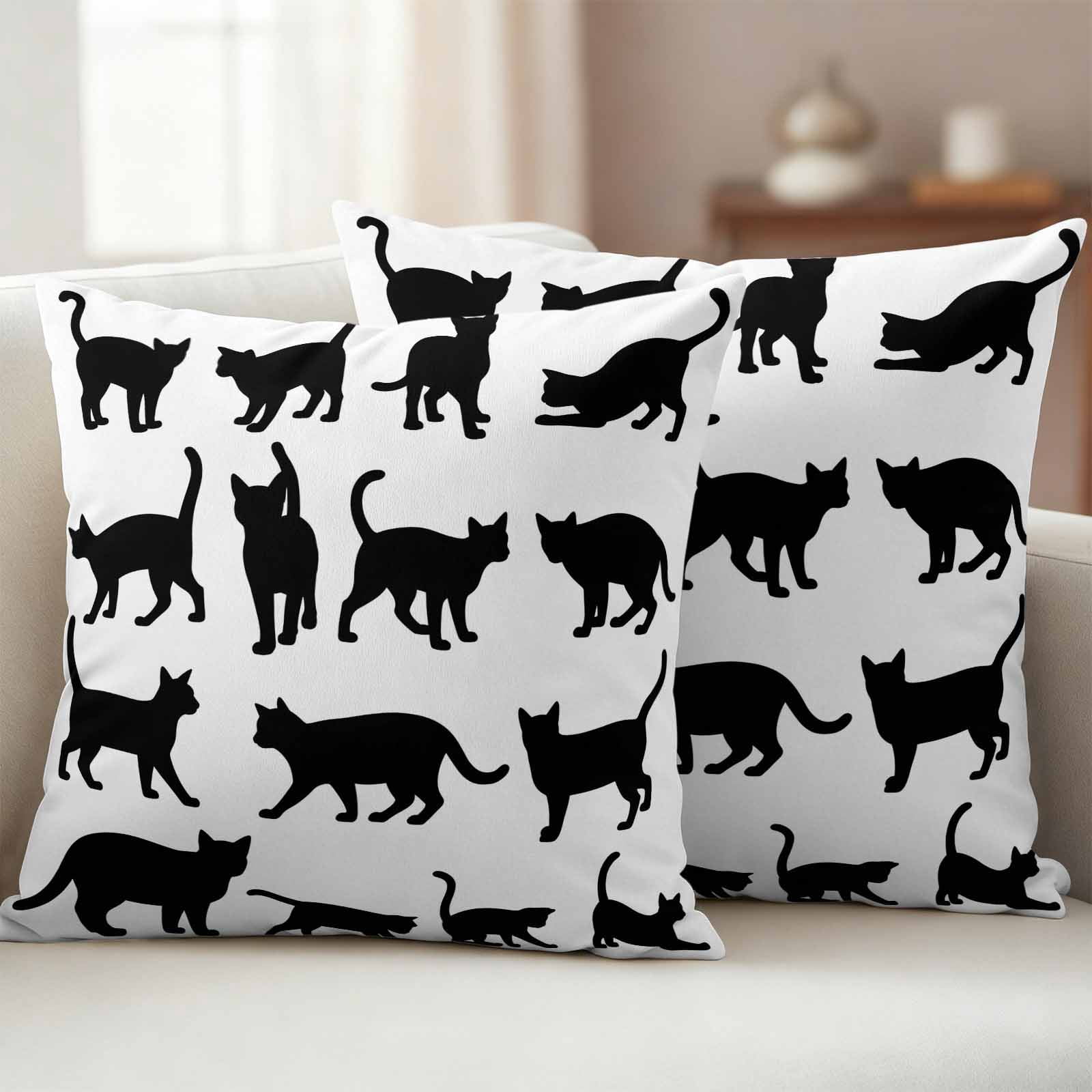 Black Cat Outdoor Waterproof Throw Pillow Covers 26x26 Set of 2, Modern ...