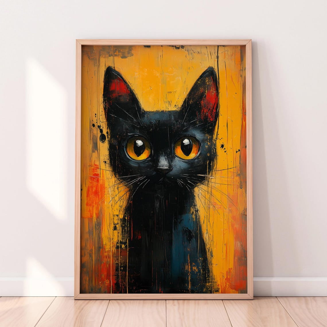 Black Cat Painting - Bold Expressionist Feline Art - Modern Whimsical ...
