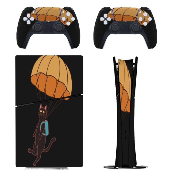 Black Cat Parachute PS5/PS5 Slim Digital Disc Skin Sticker For Console ...