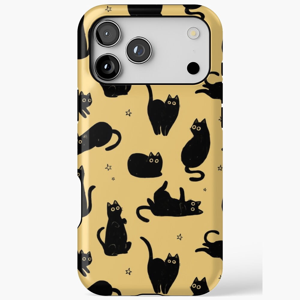 Black Cat Pattern Cute Minimal Halloween Kitten Feline Dot Case for ...