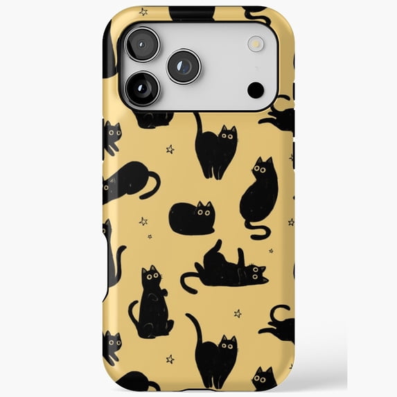 Black Cat Pattern Cute Minimal Halloween Kitten Feline Dot Case for ...