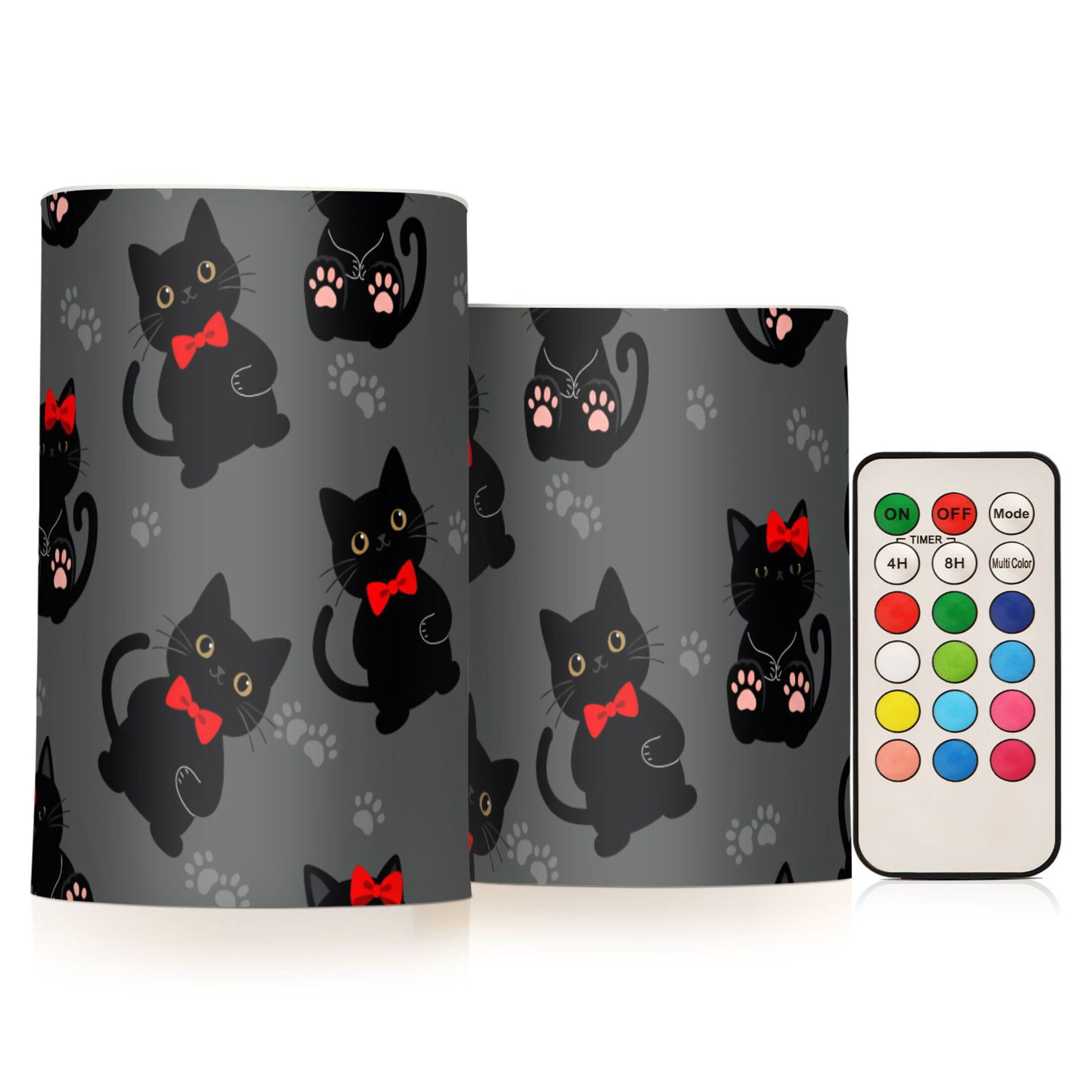 Black Cat Pattern Flameless LED Candle Set with Remote, Battery ...